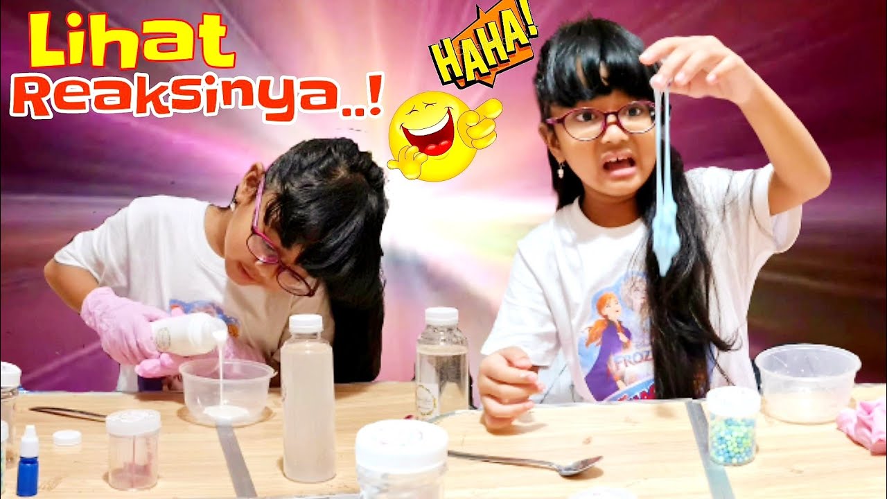 Haha..🤣 Lucu Reaksi Hanum Membuat Slime Pertama Kalinya Cara Membuat ...
