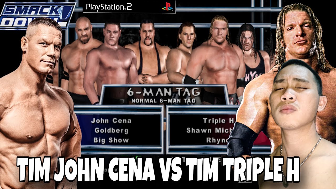 TIM JOHN CENA vs TIM TRIPLE H tag Tim Diffficulty smackdown | game smackdown pain PS2 - YouTube
