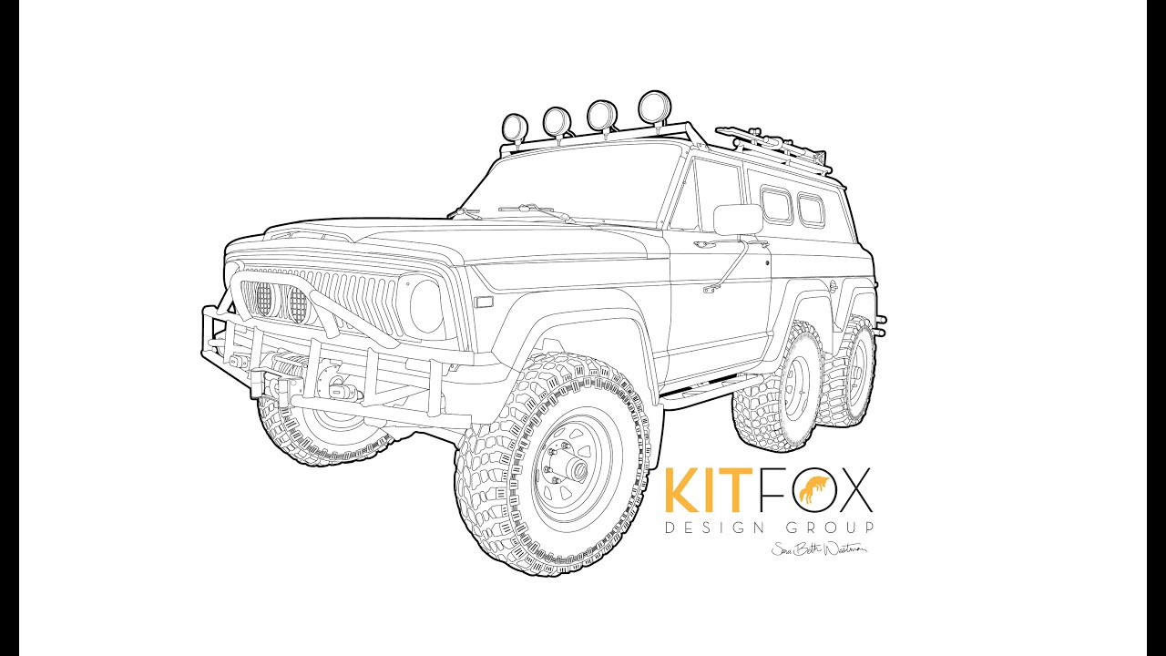 Kitfox Coloring a 6x6 Overland Illustration - YouTube