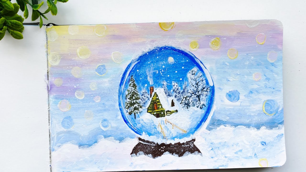 How to paint SNOW GLOBE with Acrylic | CHRISTMAS Painting for Beginners ...