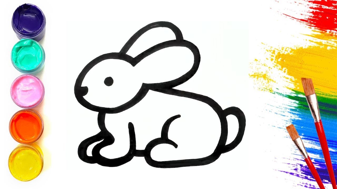 Blue Rabbit Drawing, Painting and Coloring for Kids | Learning colors ...