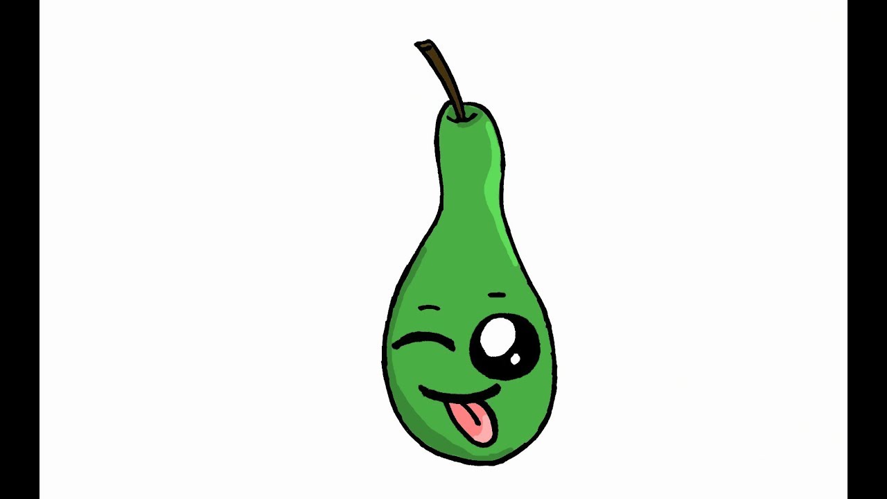 How to draw a cartoon Pear | How to draw a cute Pear - YouTube