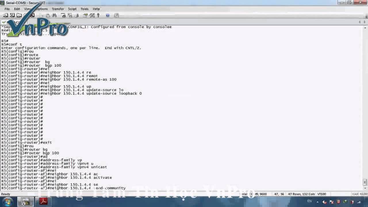 VnPro Bài Lab MPLS VPN MPBGP VPNv4 part 2 avi avi - YouTube