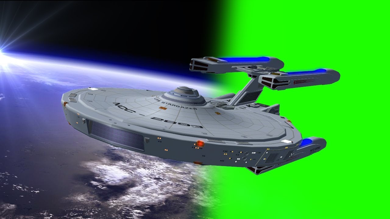 Star Trek Ship USS Stargazer fly by green screen B - free use - YouTube