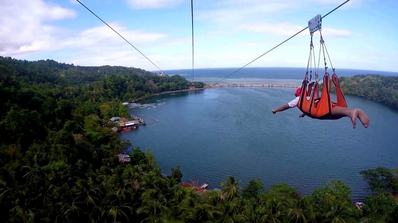 Taguines Lagoon Camiguin Zipline - YouTube