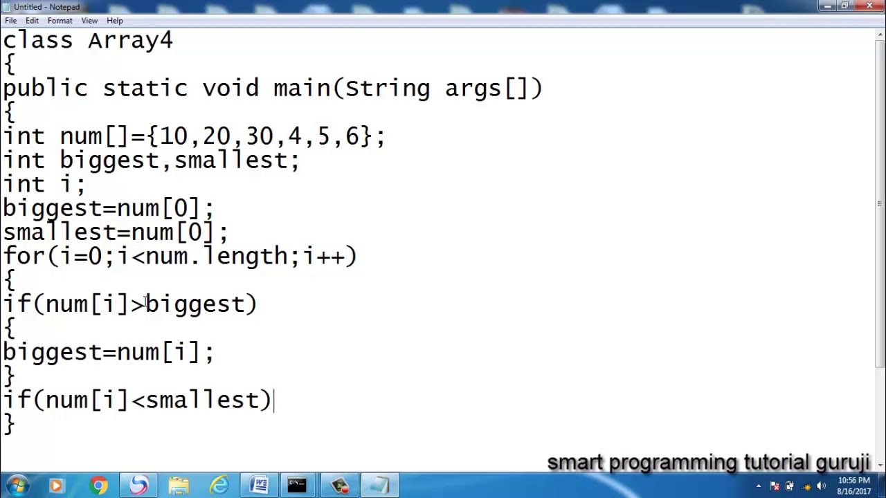find out the biggest and smallest element of array in java programming language - YouTube find out the biggest and smallest element of array in java programming language - YouTube
