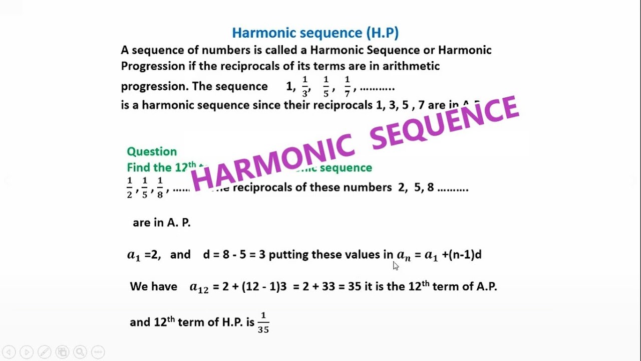 What Is Harmonic Sequence Or Progression In Mathematics Hindi Urdu What Is Harmonic Sequence Or Progression In Mathematics Hindi Urdu