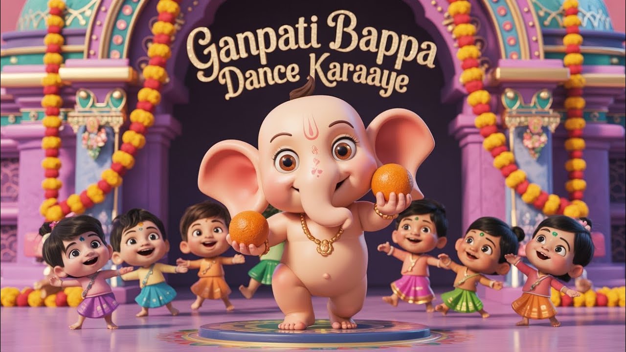Ganpati Bappa Dance Karaaye | Kids Ganesh Song | 3D Animated Rhymes 2025 - YouTube