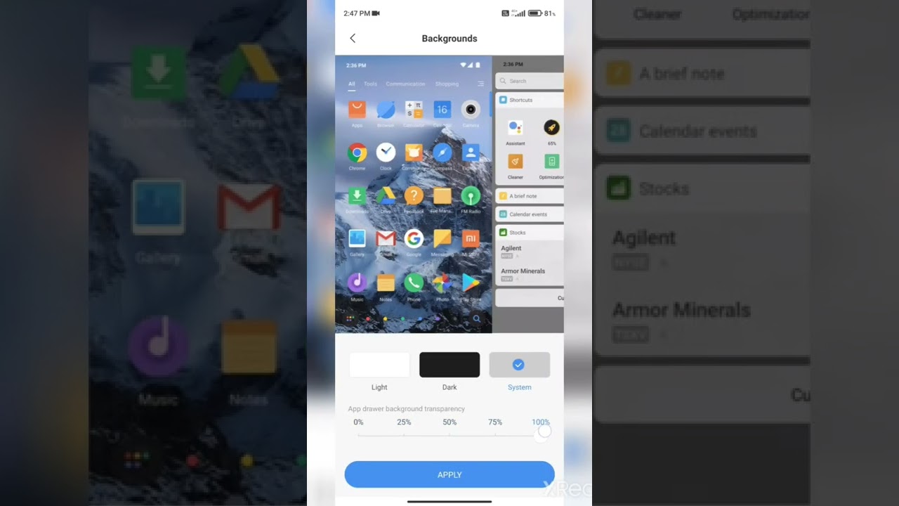 How To Change App Drawer Background Transparency in Xiaomi, Redmi and ...