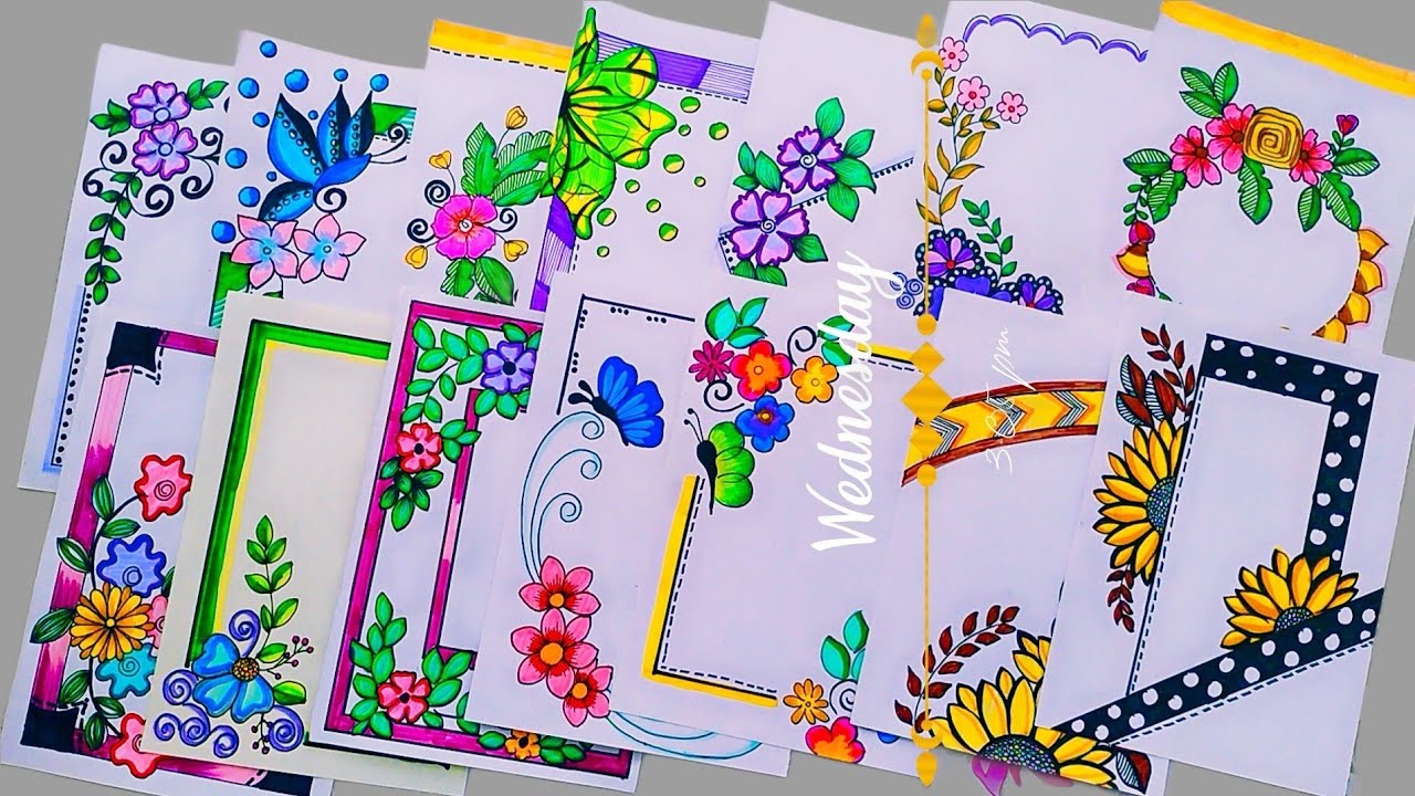 20 Beautiful Border Design/Front Page Design For School Notebook/Art ...