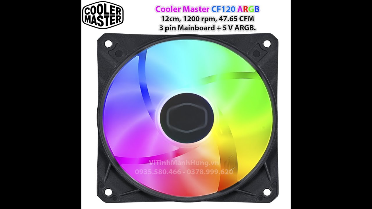 Quạt Cooler Master CF120 ARGB, 12cm, 1200 rpm, 47.65 CFM, 3 pin Mainboard + 5V ARGB. - YouTube