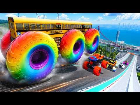 Epic High Speed monster trucks jumps stunts & crashes #193 | BeamNG Drive