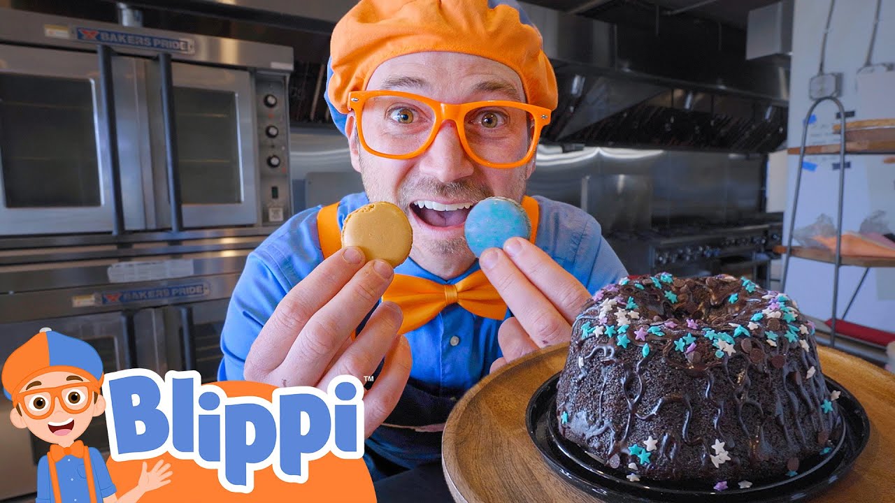 Blippi Bakes Cakes and Other Fun Stuff | Learn Healthy Eating | Kids ...