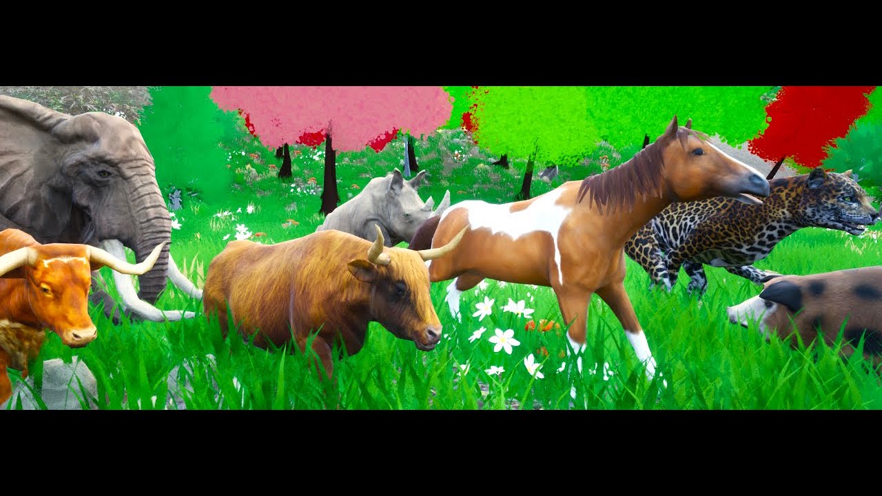 Animals Racing | animal Stampede Animal Running | Elephant Cow tiger ...