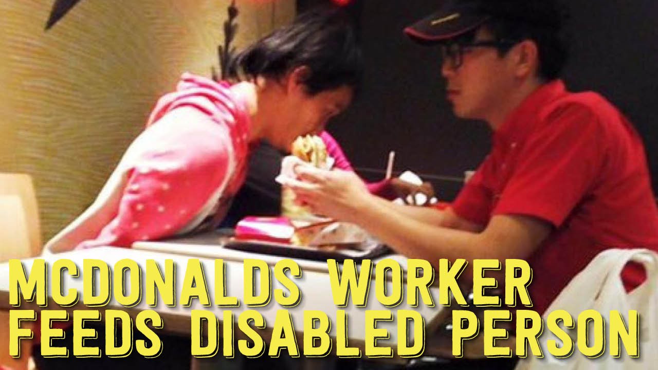 McDonalds Employee Feeds Disabled Customer - YouTube