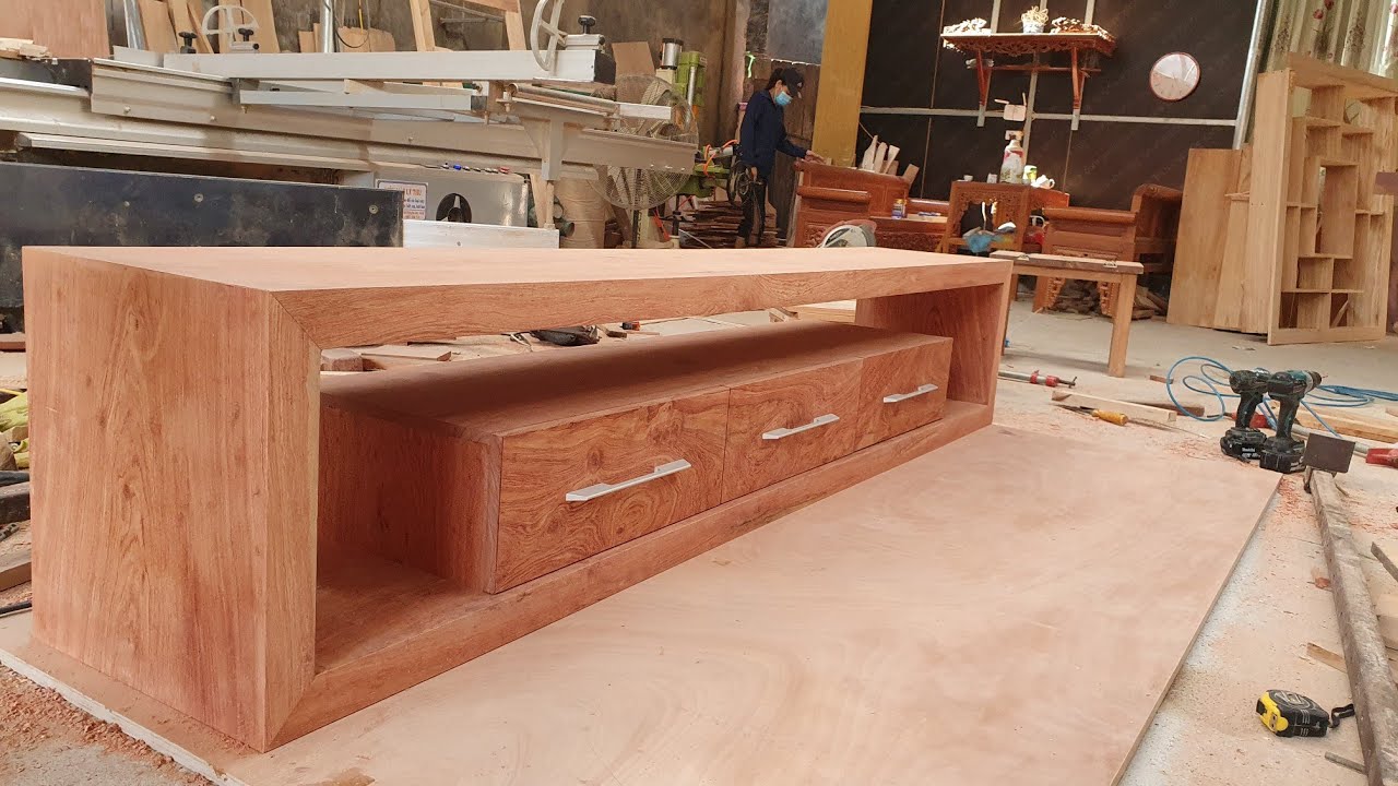 Furniture design ideas, how to make a TV shelf is simple but very heavy ...