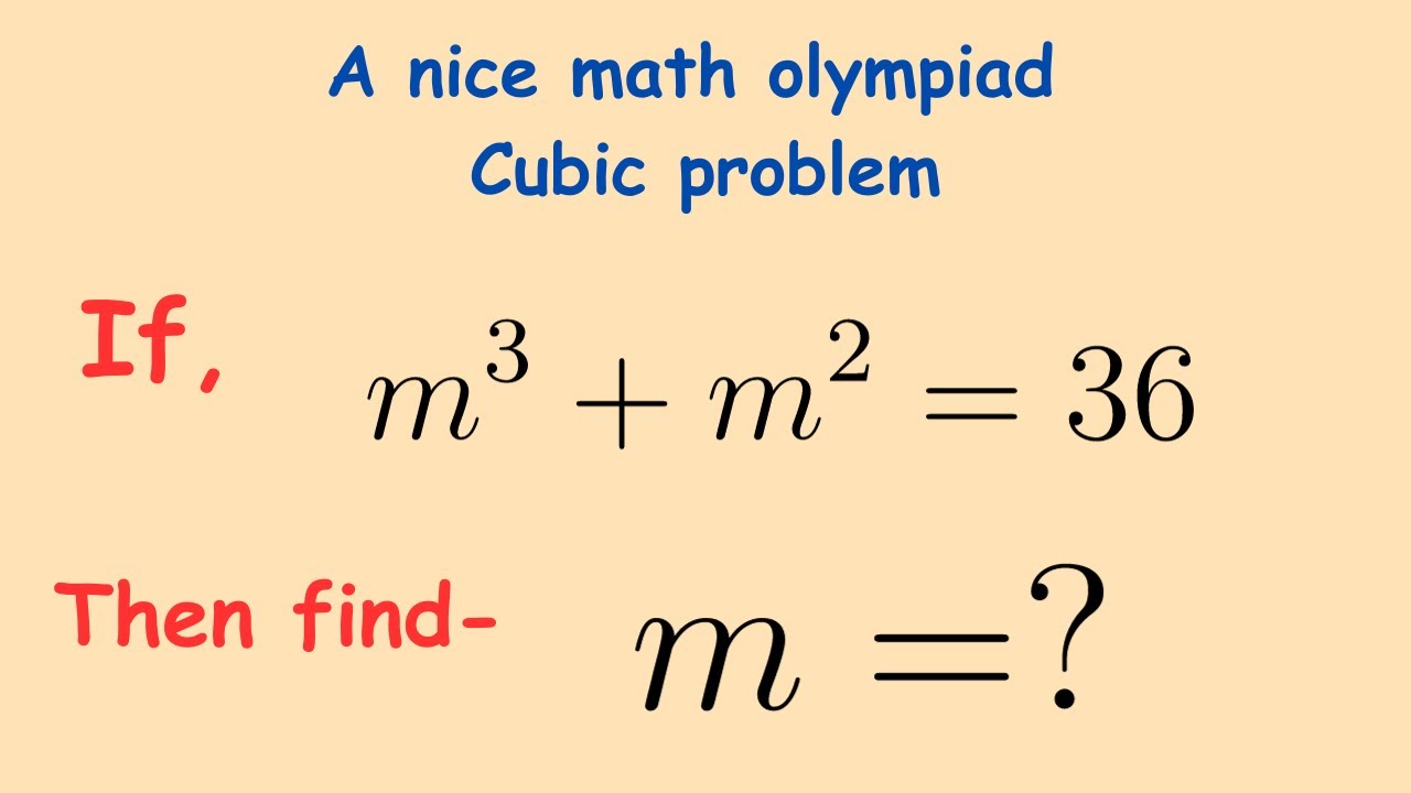 A math olympiad problem | Cute cubic equation | - YouTube