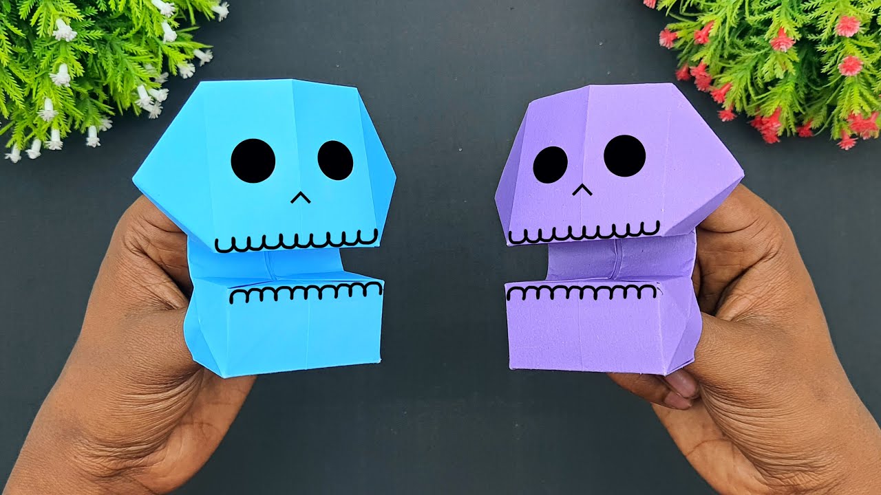 How To Make Origami Sugar Skull That Bites | Moving Paper Toy Ideas ...