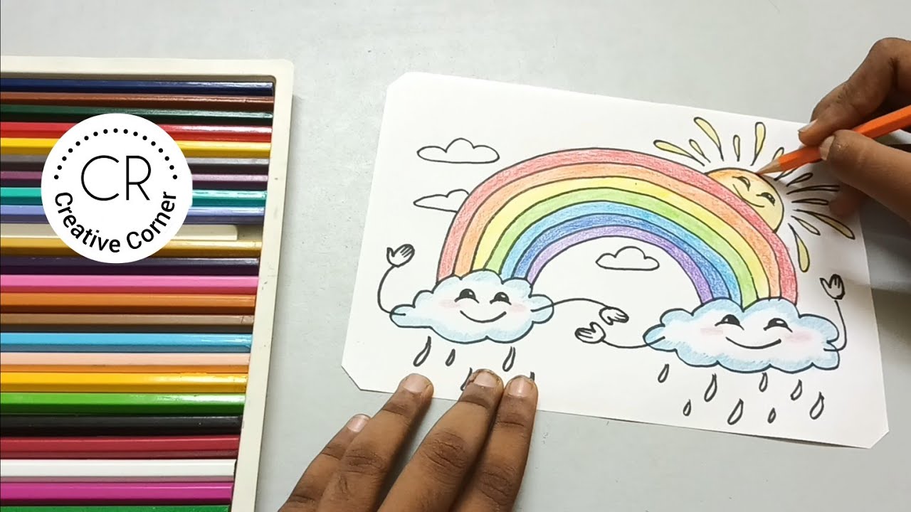 Cute Rainbow drawing | #rainbow | #drawing | #nature - YouTube