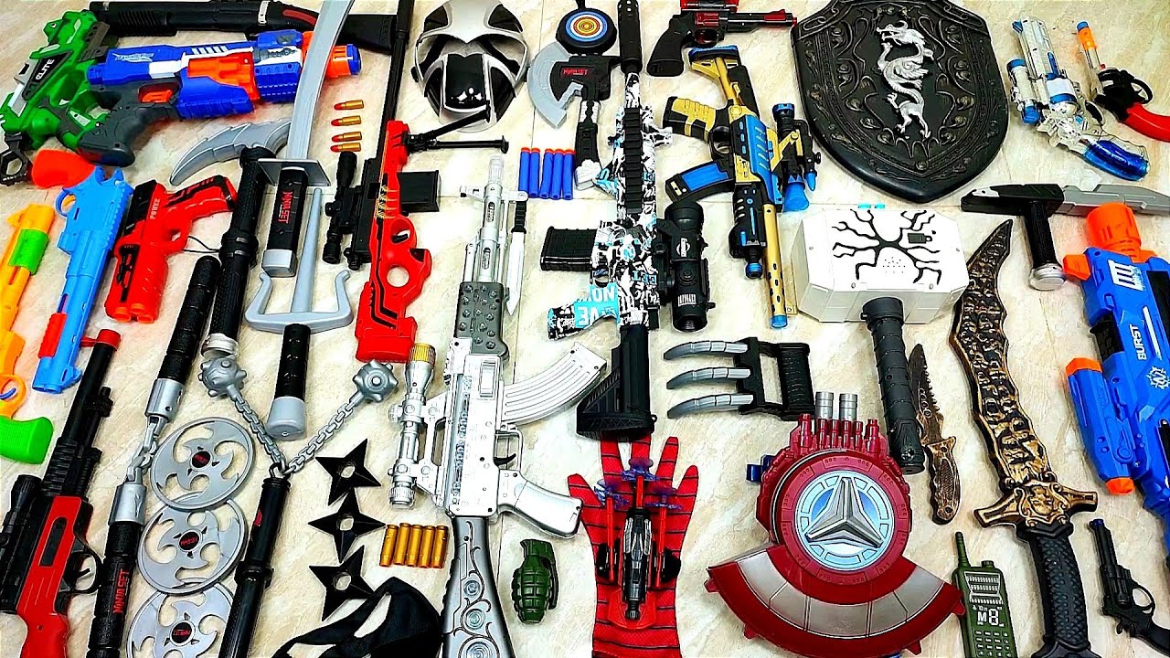 Collecting 7 Sniper Rifles and AK47 Guns Shield Captain America machine ...