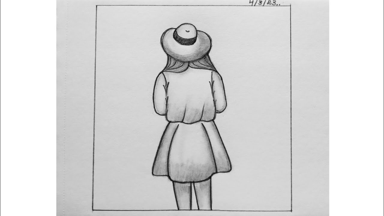 Girl from back side drawing || Easy drawing for girls step by step ...