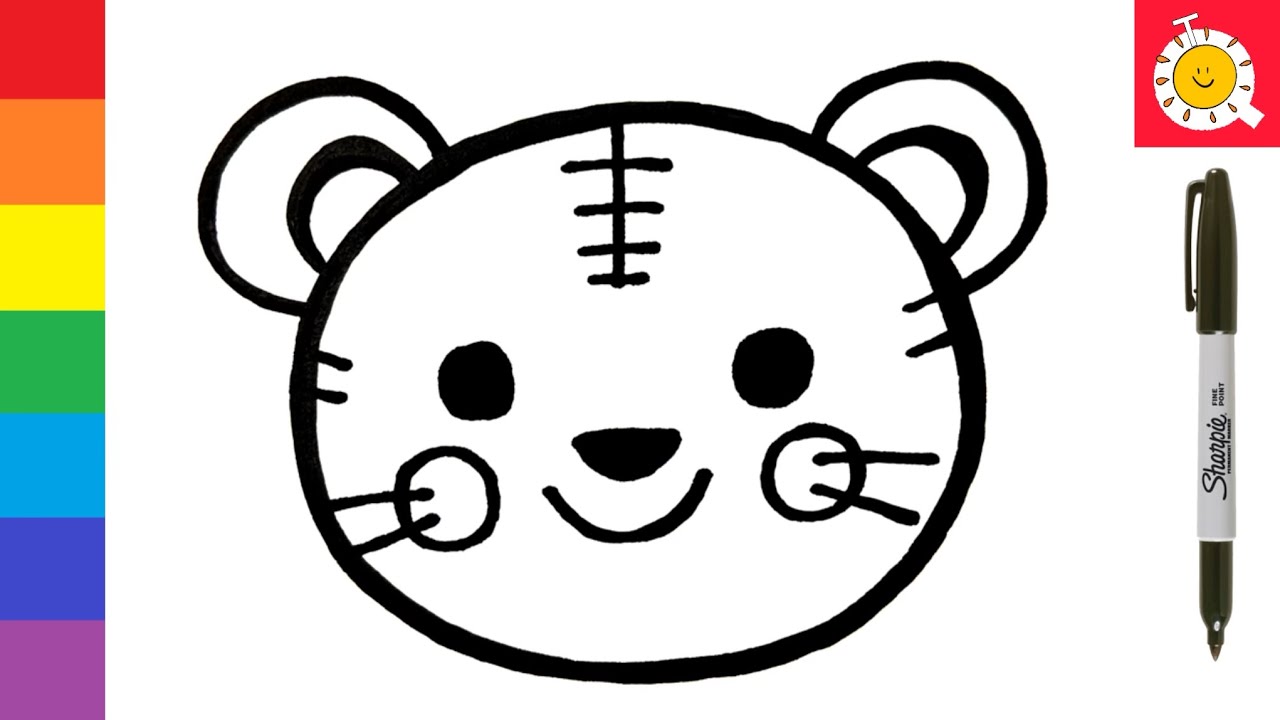How to draw A Cute Tiger for kids,Toddlers|| Drawing for kids - YouTube