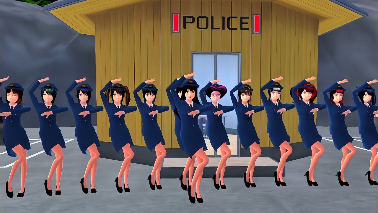 The young ladies police 👮‍♀️ dance in Sacura school simulator || Dance ...