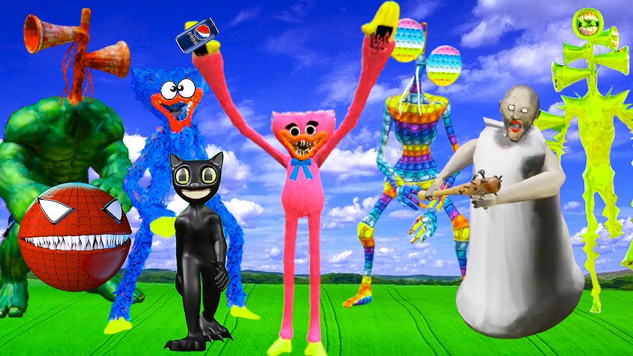 Siren Head Hulk Pac Man Huggy Wuggy Granny Cartoon Cat Mommy Long Legs ...