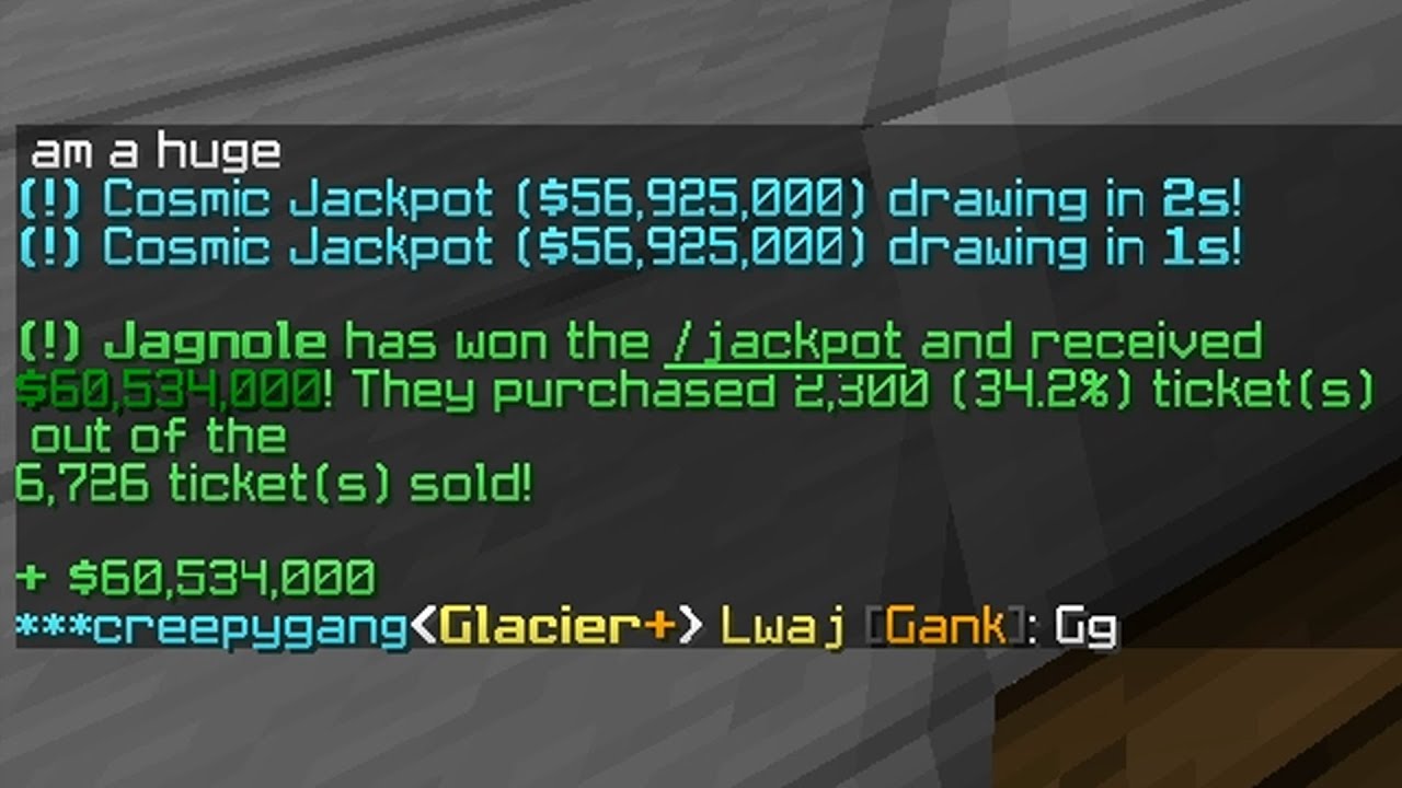 I WON THE MEGA MILLION JACKPOT!!! ($60,000,000) CosmicPvP Minecraft ...