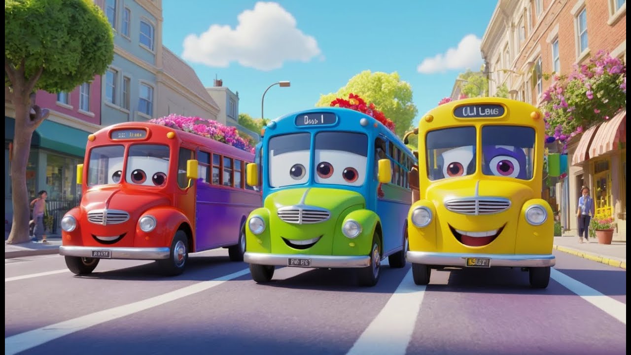 Five Little Toy Buses Beep Beep Beep | Vehicle Sounds & Counting Song ...