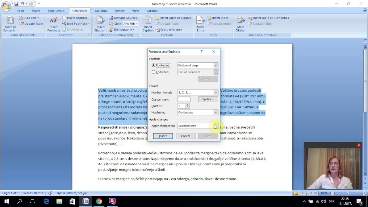 Ubacivanje fusnote u dokument - YouTube