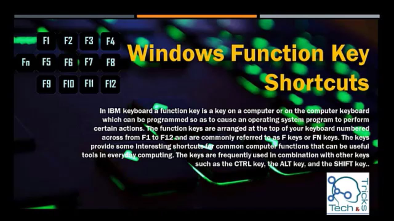 Windows Function Key Shortcuts - YouTube