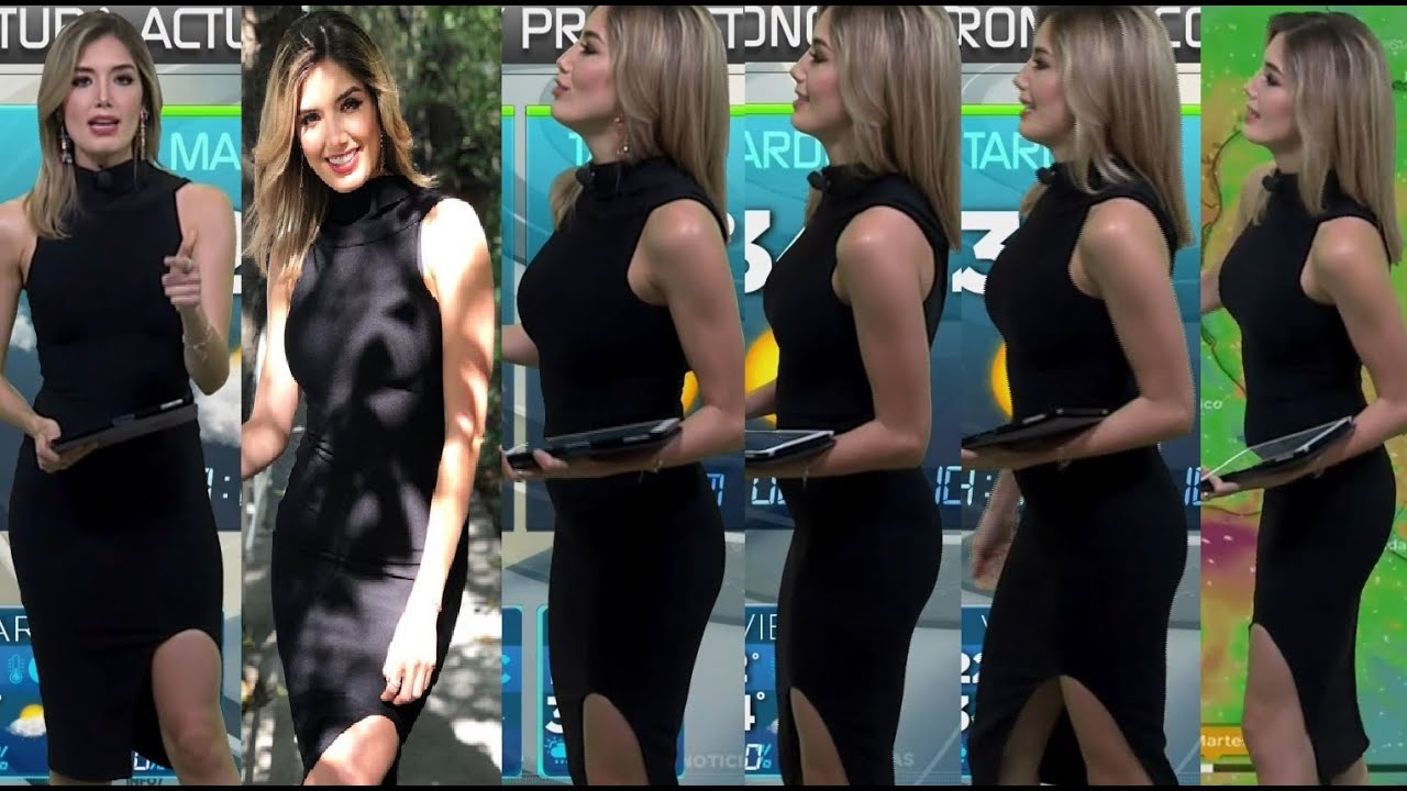 Ale Medina - en vestido negro entallado con abertura en la pierna sexy ...