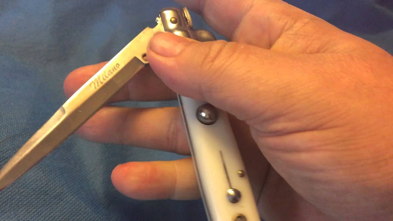 Italian 9 inch white stiletto switchblade - YouTube