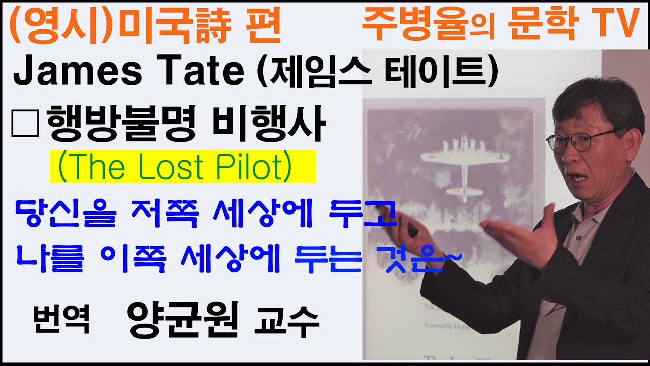 (영시)미국편 (James Tate 제임스 테이트) (11-1) 외국문학산책 -양균원 대진대교수 - YouTube