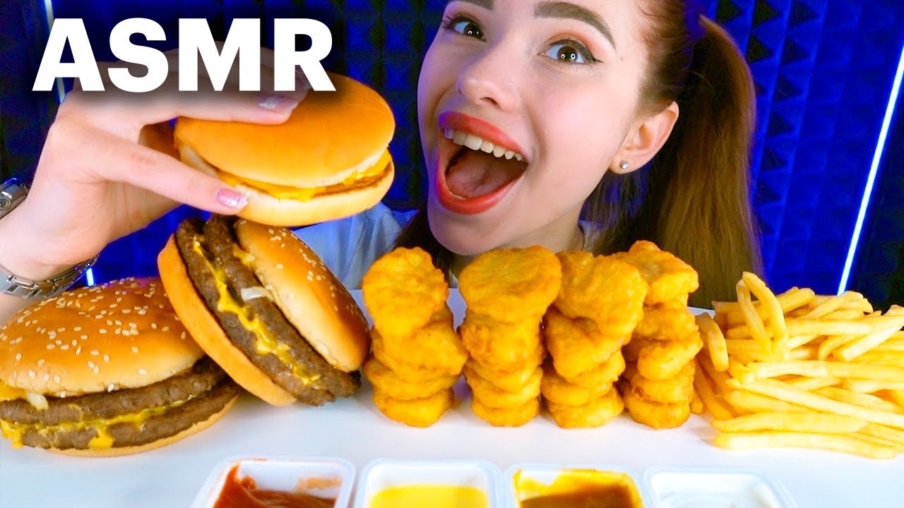 ASMR TRIPLE CHEESEBURGERS & CHICKEN NUGGETS MUKBANG (No Talking) EATING ...