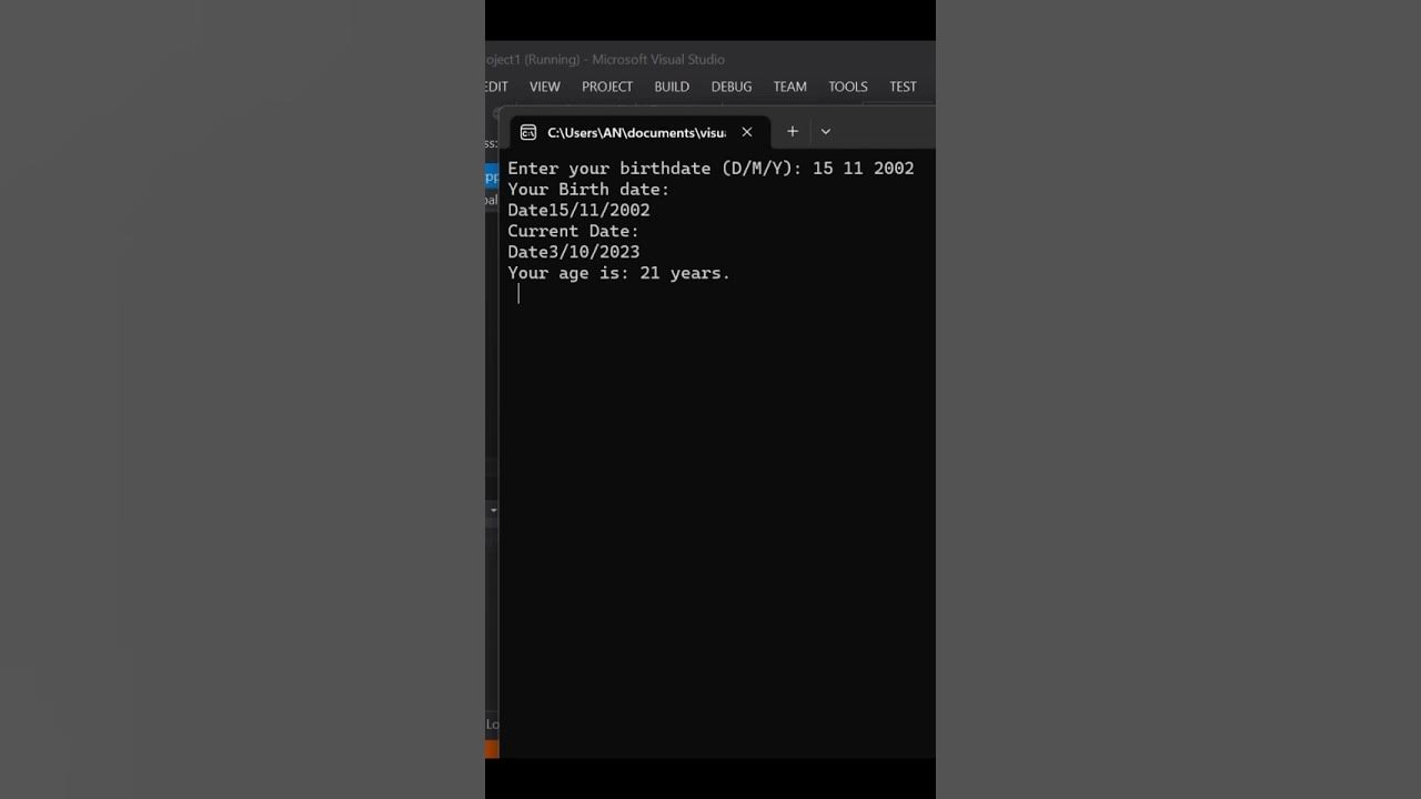 OOP C++ : Age Calculator Program - C++ oop project #shorts - YouTube