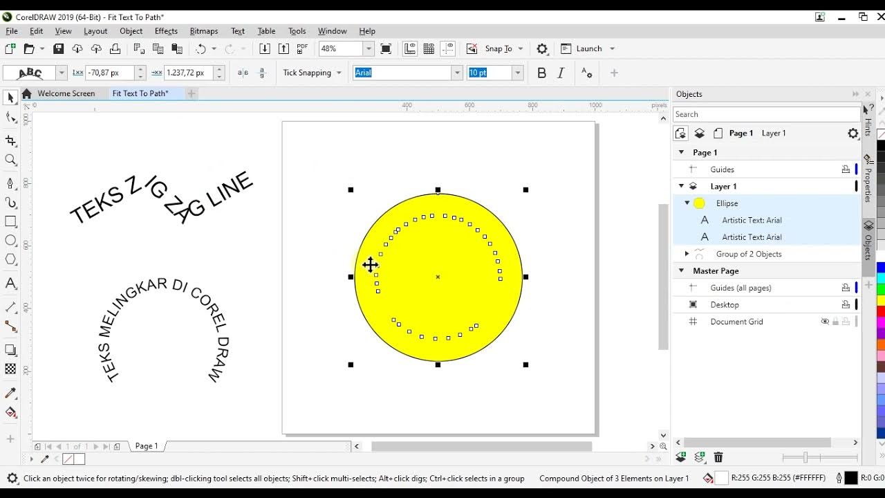 Materi Fit Text To Path - Corel Draw - YouTube