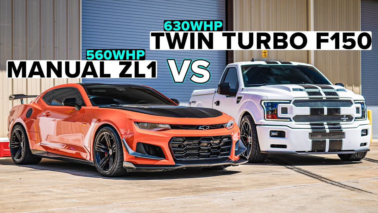 Straight Piped ZL1 Camaro vs World's First Twin Turbo Shelby F150 ...