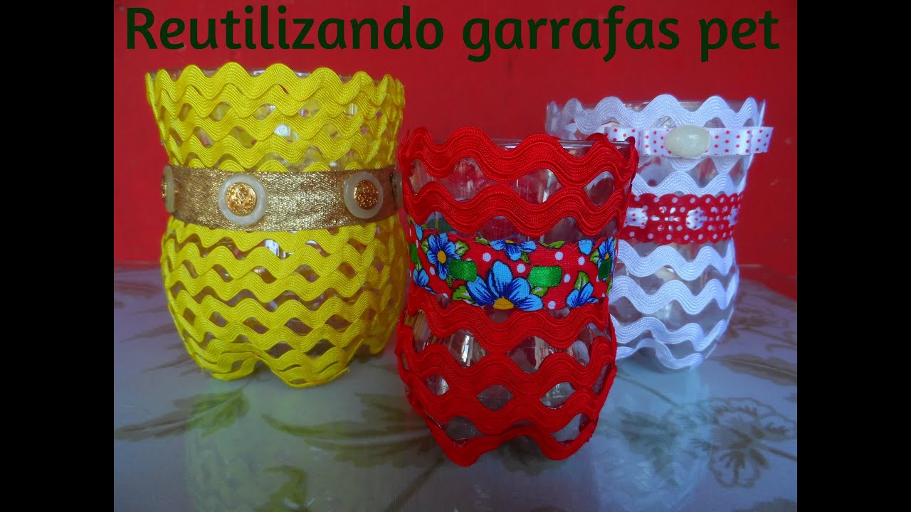 DIY - Reciclagem de Garrafa PET - POTINHOS DE GARRAFA . Artesanato ...
