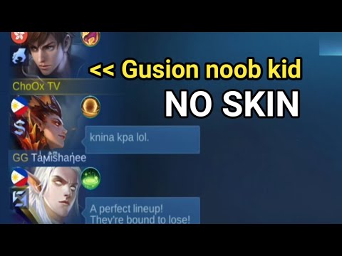 Pretending noob kids gusion in rank game with no skin - YouTube