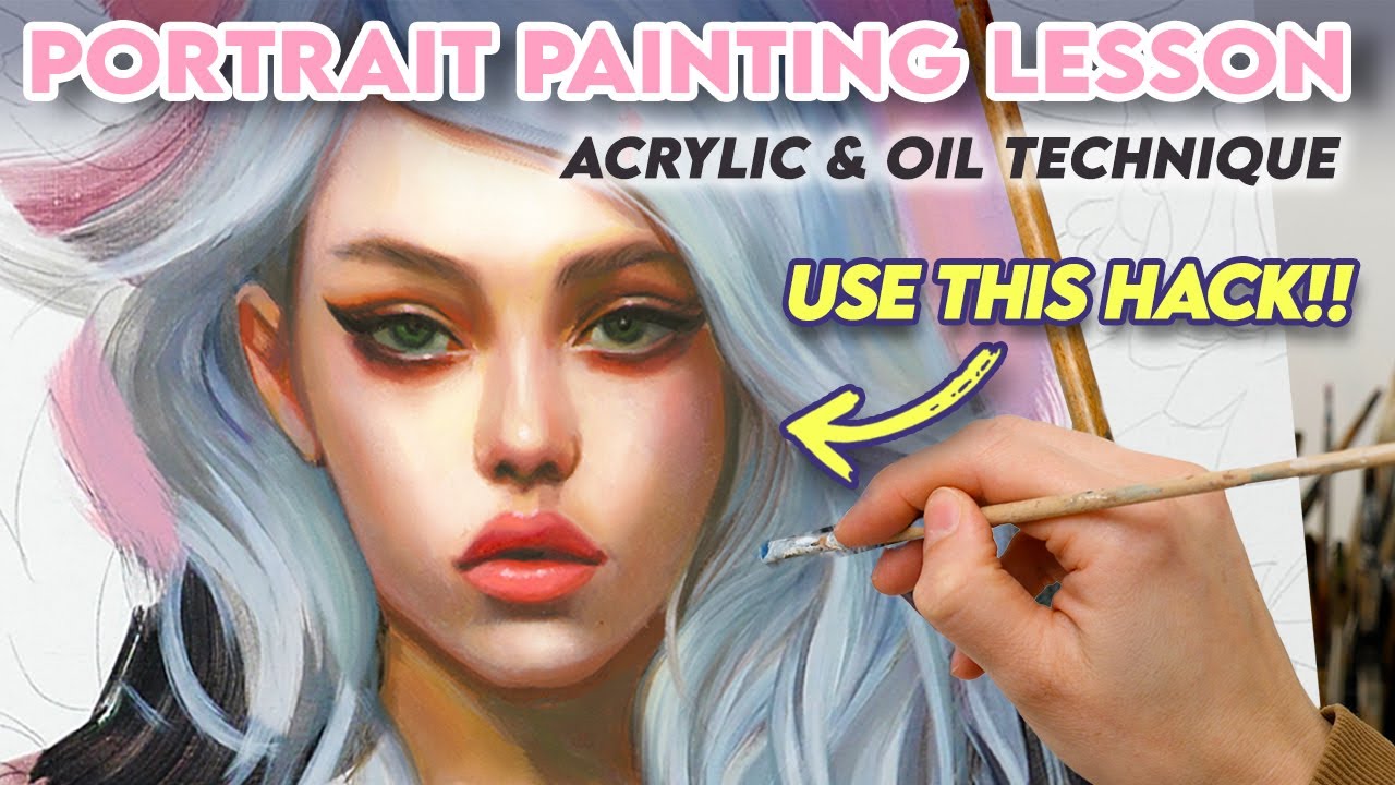 How I make Painting Portraits EASY 🎨🧑‍🎨Acrylic & Oil Painting Lesson ...