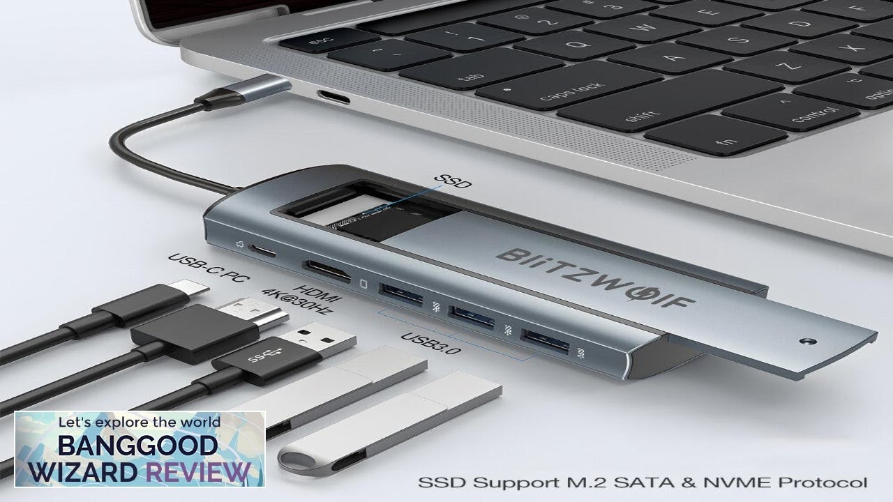 BlitzWolf® BW-Neo TH13 Pro 6-in-1 Docking Station with SSD Card Slot Support Review - YouTube