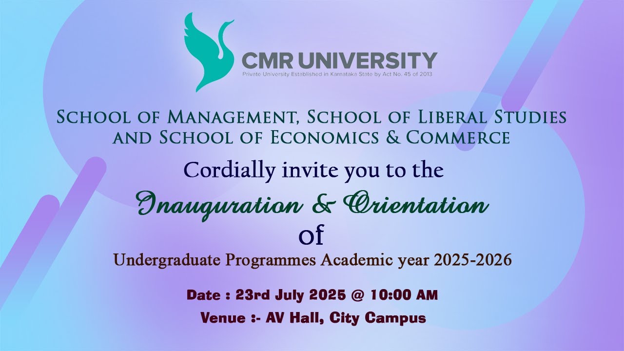 CMR UNIVERSITY || Inauguration & Orientation of Undergraduate ...