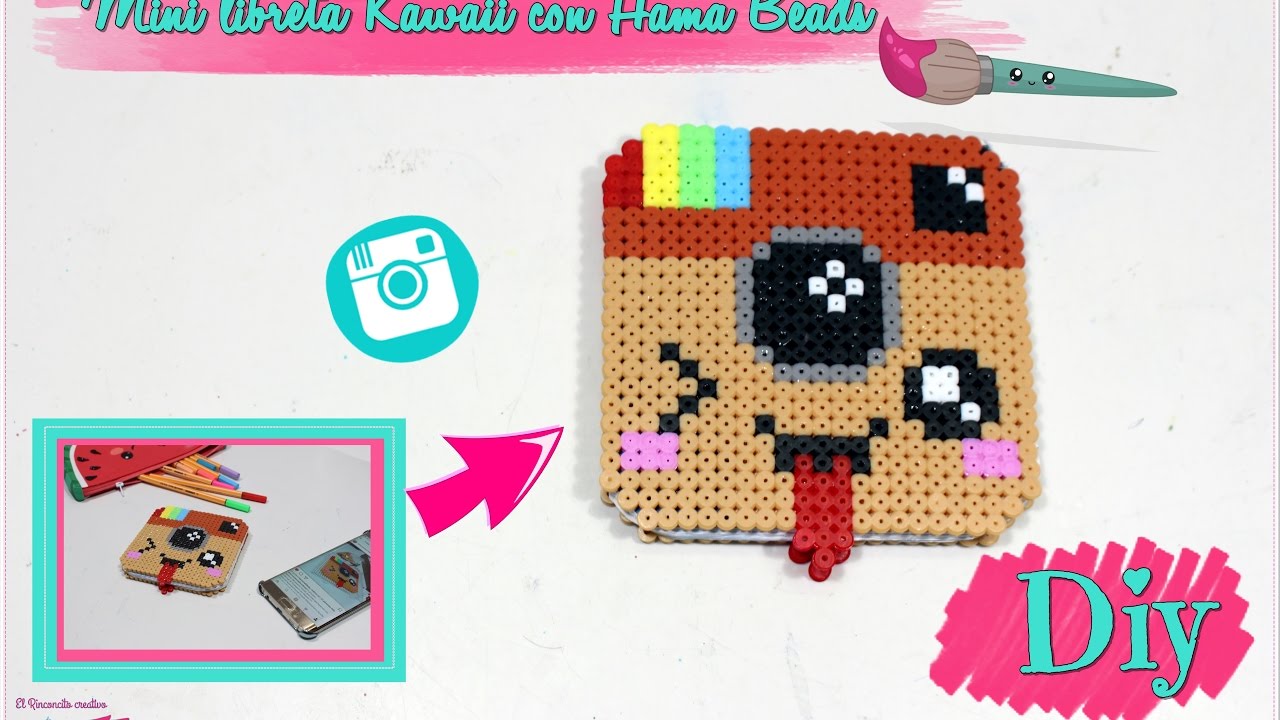 BLOC DE NOTAS O MINI-LIBRETA KAWAII HAMA BEADS - YouTube