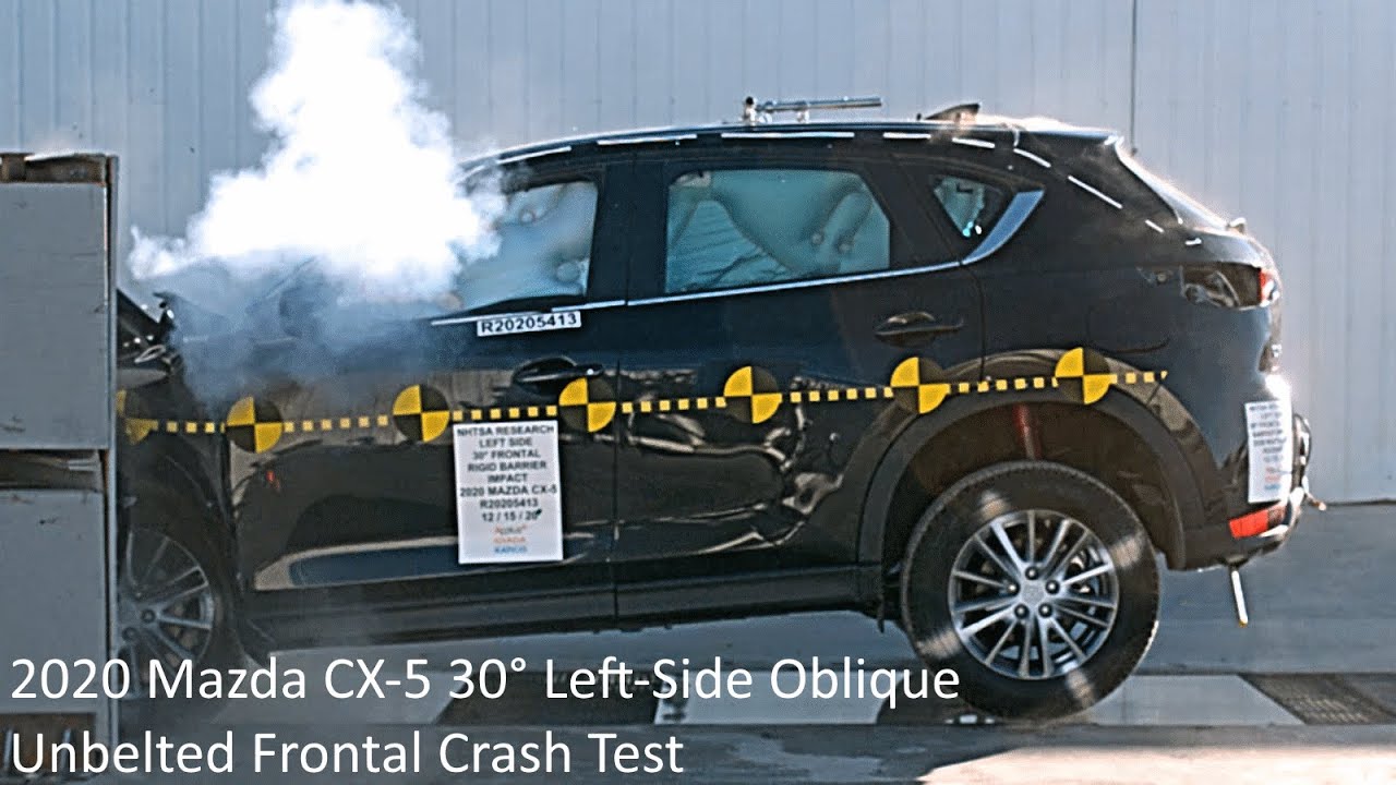 2020 Mazda CX-5 30° Left-Side Oblique Unbelted Frontal Crash Test (THOR ...