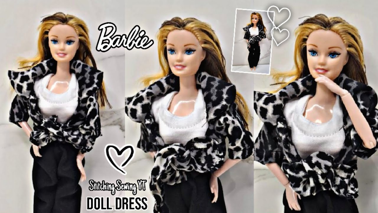 Dress doll Making Cute Dress Barbie Beautiful Stitching Sewing YT🌼 ...