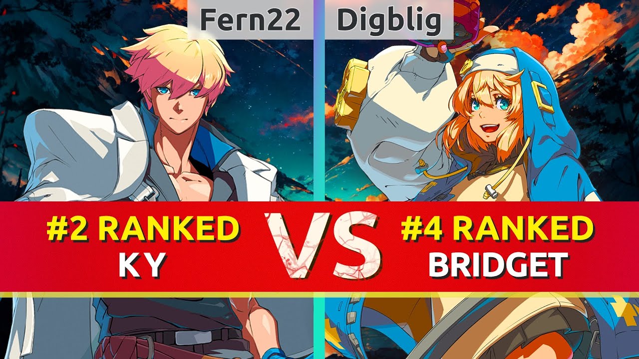 GGST Fern22 (#2 Ranked Ky) vs Digblig (#4 Ranked Bridget). High Level ...