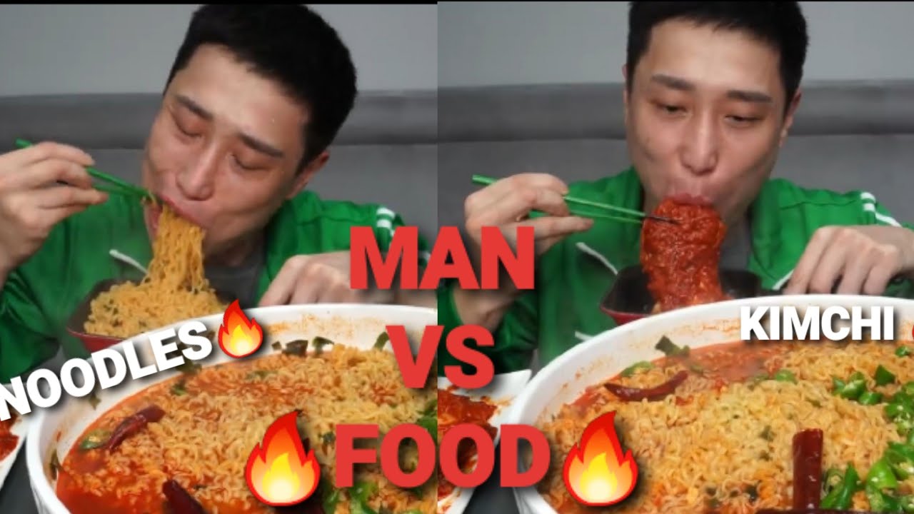 HE'S EATING RAMEN NOODLES WITH KIMCHI AGAIN|NOODLE FIGHTER||MAN VS FOOD ...