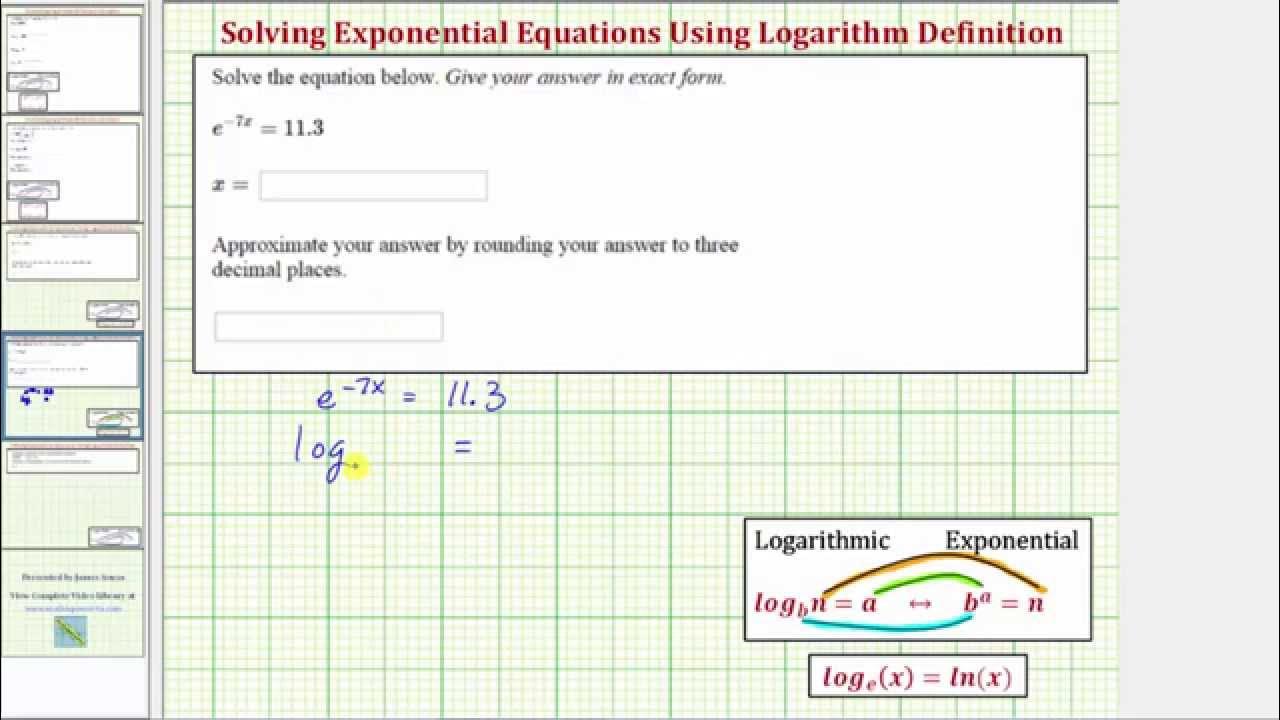 Ex: Solve a Basic Exponential Equation with Base e Using Logarithm ...